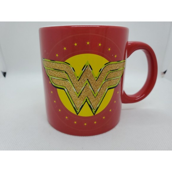 DC Comics | Dining | Dc Comics Big Wonder Woman Mug Red Gold Glitter ...